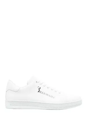 BILLIONAIRE Logo-print Leather Sneakers - White