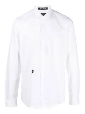 Philipp Plein Embroidered Skull Cotton Shirt - White