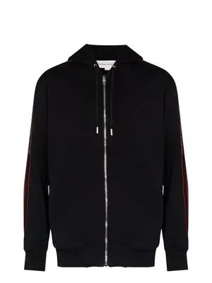 Alexander McQueen Logo-tape Zip-up Hoodie - Black