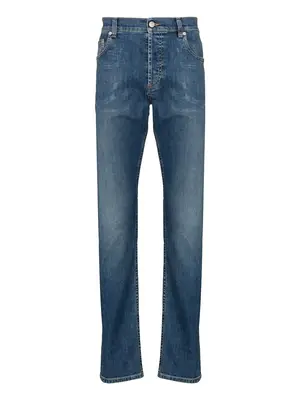 Alexander McQueen Embroidered Logo Straight-leg Jeans - Blue