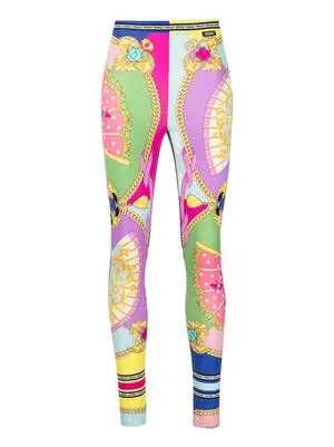 Versace All-over Graphic-print Leggings - Pink