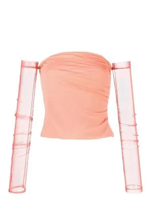 Helmut Lang Sheer Off-the-shoulder Top - Pink