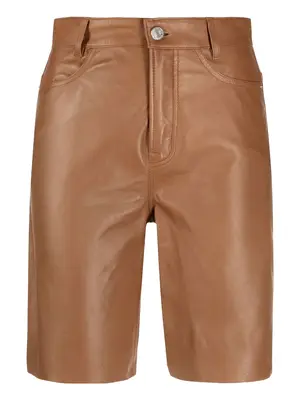 FRAME High-waisted Leather Shorts - Brown