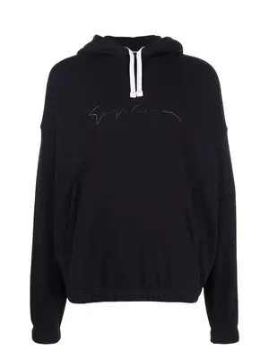 Giorgio Armani Logo-print Cotton Hoodie - Blue