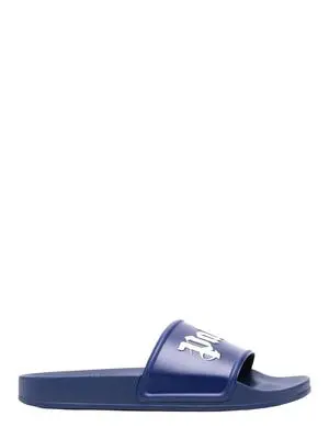 Palm Angels Logo-print Slides - Blue