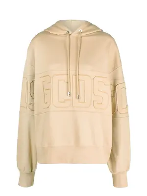 Gcds Logo-motif Cotton Hoodie - Neutrals