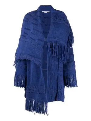Stella McCartney Asymmetric Fringed Cardigan-coat - Blue