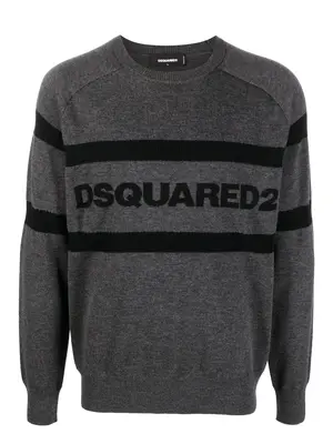 Dsquared2 Intarsia-knit Logo Jumper - Grey