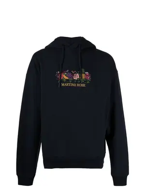 Martine Rose Logo-embroidered Drawstring Hoodie - Blue