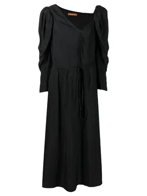 REJINA PYO Long-puff Sleeve Midi Dress - Black