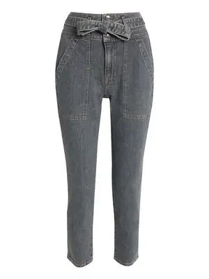 Veronica Beard Logan Belted Straight-leg Jeans - Gray