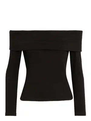 Veronica Beard Fawcett Off-the-shoulder Ribbed Cotton-blend Top - Black