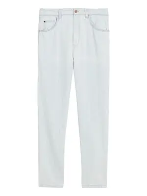 Brunello Cucinelli Bead-Embellished Tapered Jeans Light Denim