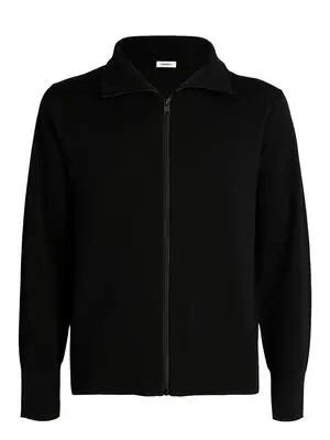 Sandro Wool Zip-up Cardigan - Black