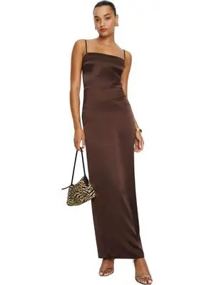 REFORMATION Petites Frankie Silk Dress - Brown