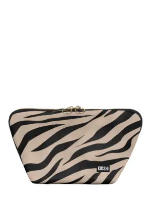 KUSSHI Vacationer Makeup Bag - Zebra Beige/ Fuschia