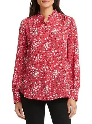 NYDJ NYDJ Ruffle Neck Blouse Cherry Creek