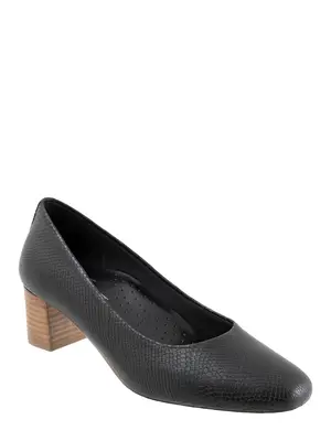 Trotters Daria Block Heel Pumps Black Snake
