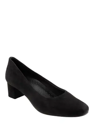 Trotters Daria Block Heel Pumps Black Suede