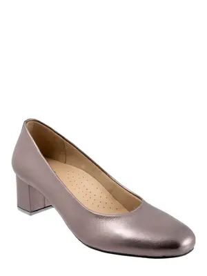 Trotters Daria Block Heel Pumps Pewter