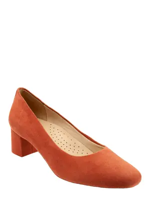 Trotters Daria Block Heel Pumps Terrecotta Suede