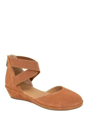 Gentle Souls Elastic Strap D'orsay Sandal - Mid Brown Suede