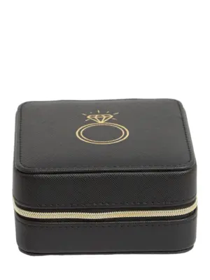 Nordstrom Square Zip Jewelry Box Black- Gold Ring