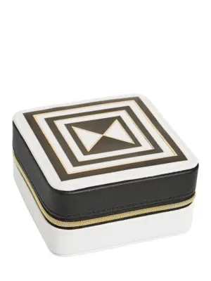 Nordstrom Square Zip Jewelry Box Black- White- Gold