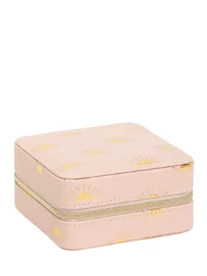 Nordstrom Square Zip Jewelry Box Gold Sun- Blush