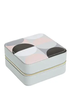 Nordstrom Square Zip Jewelry Box Grey- Blush- Circles