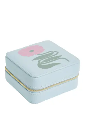 Nordstrom Square Zip Jewelry Box Pale Blue- Flowers