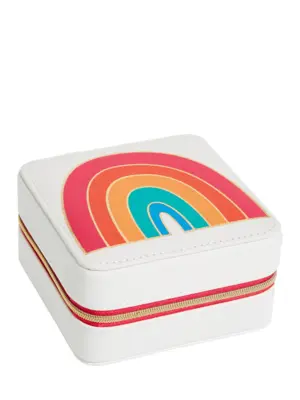 Nordstrom Square Zip Jewelry Box White- Rainbow