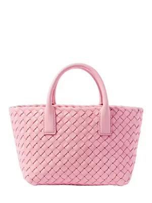 Bottega Veneta Bottega Veneta Cabat Mini Intrecciato Leather Tote Tan