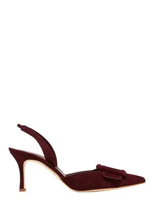 Manolo Blahnik Maysli Suede Pumps - Red