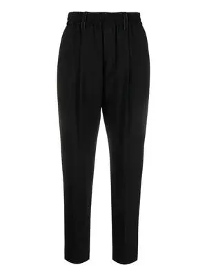 Brunello Cucinelli High-waisted Tapered Trousers - Black