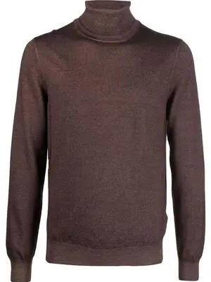 LARDINI Roll-neck Wool Jumper - Brown