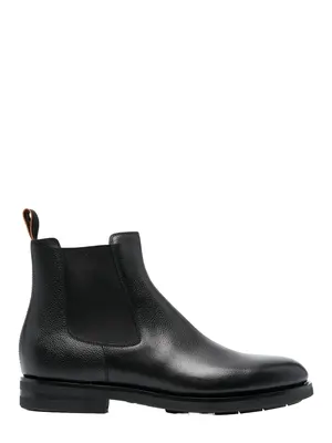 Santoni Leather Chelsea Boots - Black