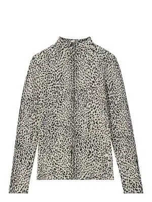 Proenza Schouler Leopard Print Mock Neck Jumper - Black
