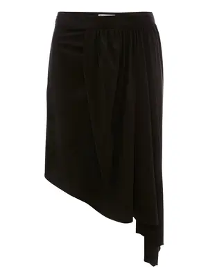 JW Anderson Asymmetric Gathered Midi Skirt - Black