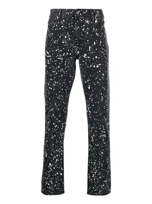 Off-White Diag-stripe Paint-splatter Skinny Jeans - Black