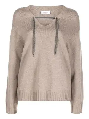 FABIANA FILIPPI Hooded V-Neck Jumper