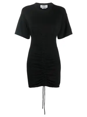 MSGM Cutout Ruched T-shirt Dress - Black