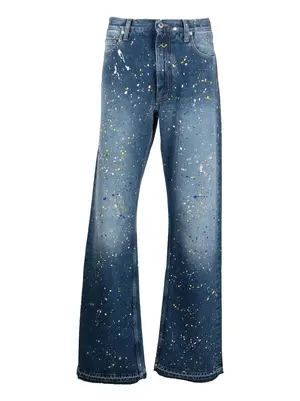 Off-White Paint Splatter Straight-leg Jeans - Blue