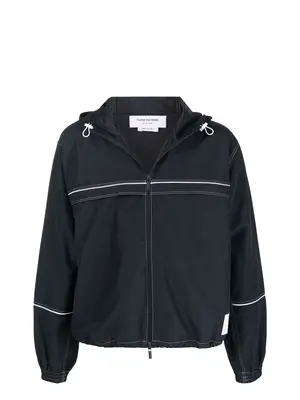 Thom Browne Contrast-stitch Hooded Track Jacket - Blue