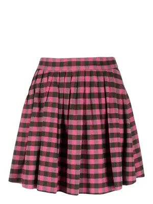 Kenzo High-waisted Check-pattern Skirt - Pink