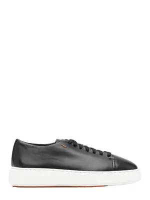 Santoni Leather Low-top Sneakers - Black