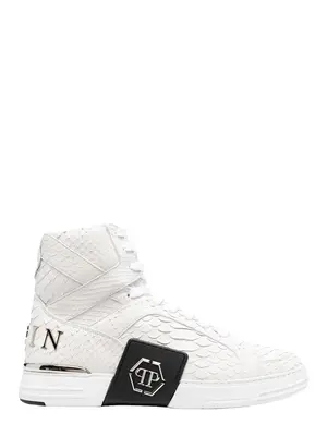 Philipp Plein Snakeskin-effect High-top Sneakers - Black