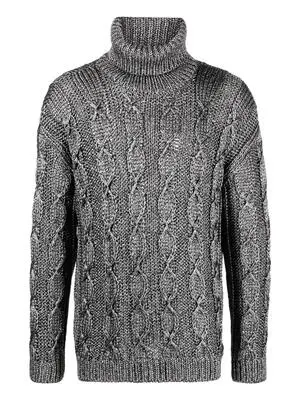 Saint Laurent Cable-knit Roll-neck Jumper - Grey