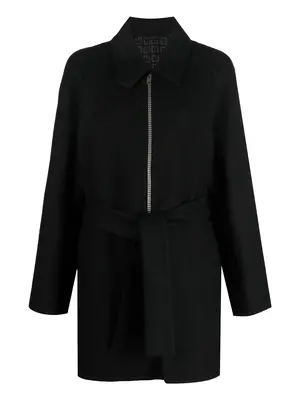 Givenchy 4g-zip Belted Coat - Black