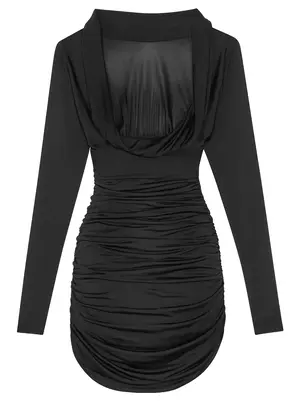 Saint Laurent Ruched Mini Dress - Black